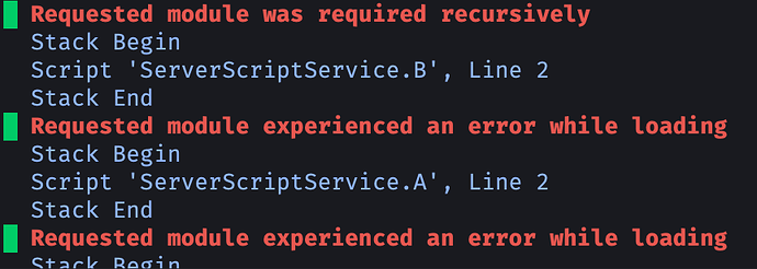 Requested module was required recursively - Scripting Support ...