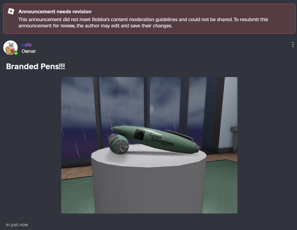 Guilded announcements being denied instantly - Roblox Application and Website Bugs - Developer ...