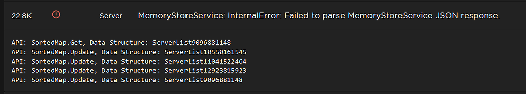InternalError: Failed to parse MemoryStoreService JSON response - Engine Bugs - Developer Forum ...