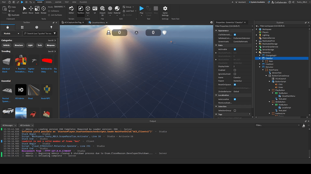 Wanted to make the ClassGUI re-appear again when player respawns - Scripting Support - Developer ...