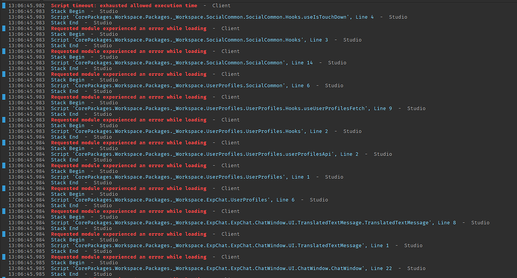 Roblox Code Scripts timeout - Scripting Support - Developer Forum | Roblox