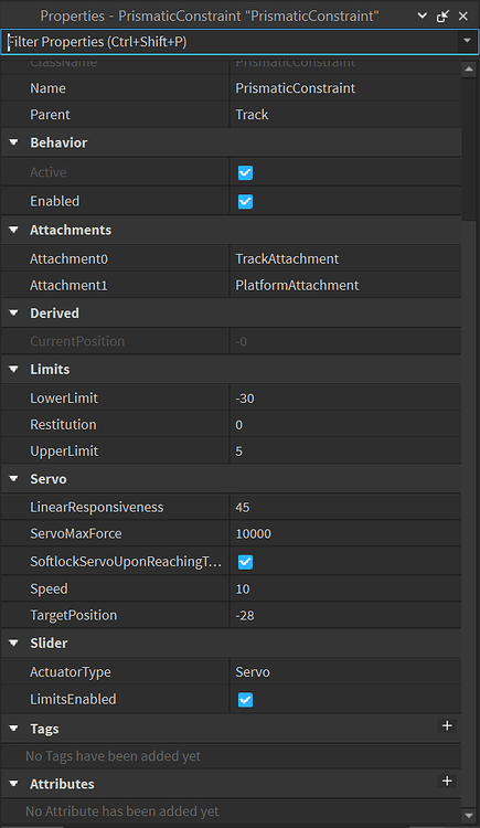 Prismatic Constraint just breaking after trying to get to target position? - Building Support ...