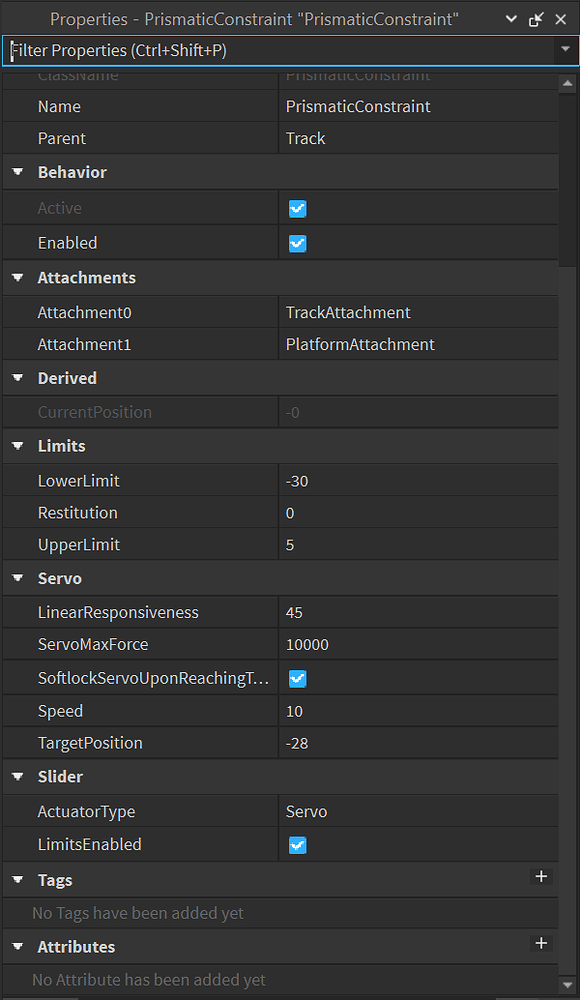 Prismatic Constraint just breaking after trying to get to target position? - Building Support ...