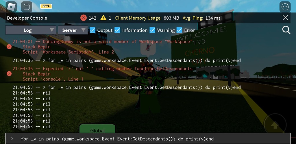 Getdescendants Returning Nil Scripting Support Developer Forum Roblox