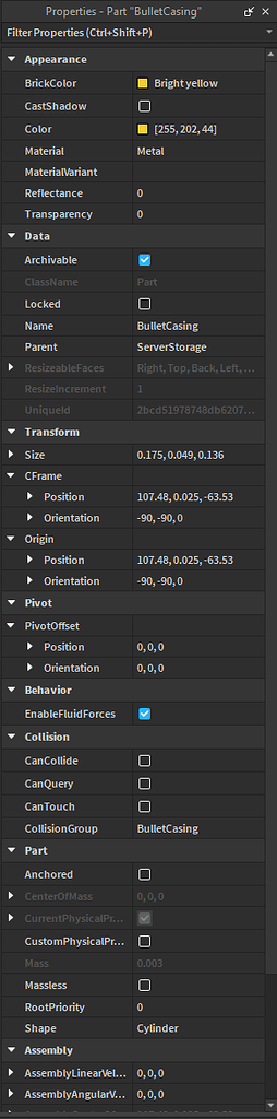 Bullet Casing Physics is Bugged - Game Design Support - Developer Forum | Roblox