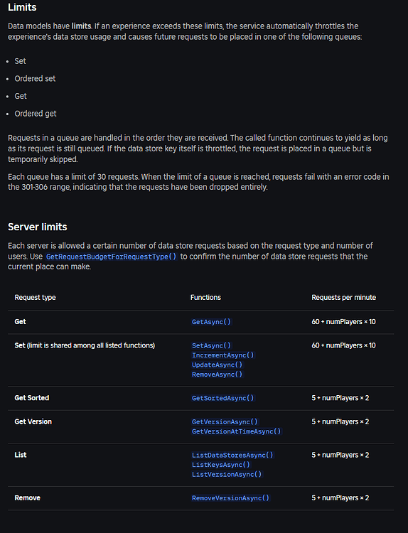 Datastore Limits - Scripting Support - Developer Forum | Roblox