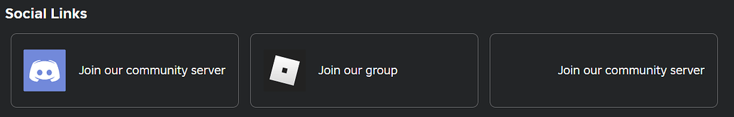 Group social links under a game page shows the old Roblox icon on the ...
