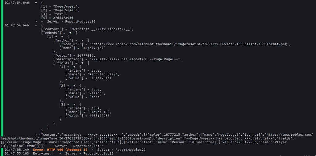 HttpService:PostAsync() HTTP 400 (Bad request) error - Scripting ...