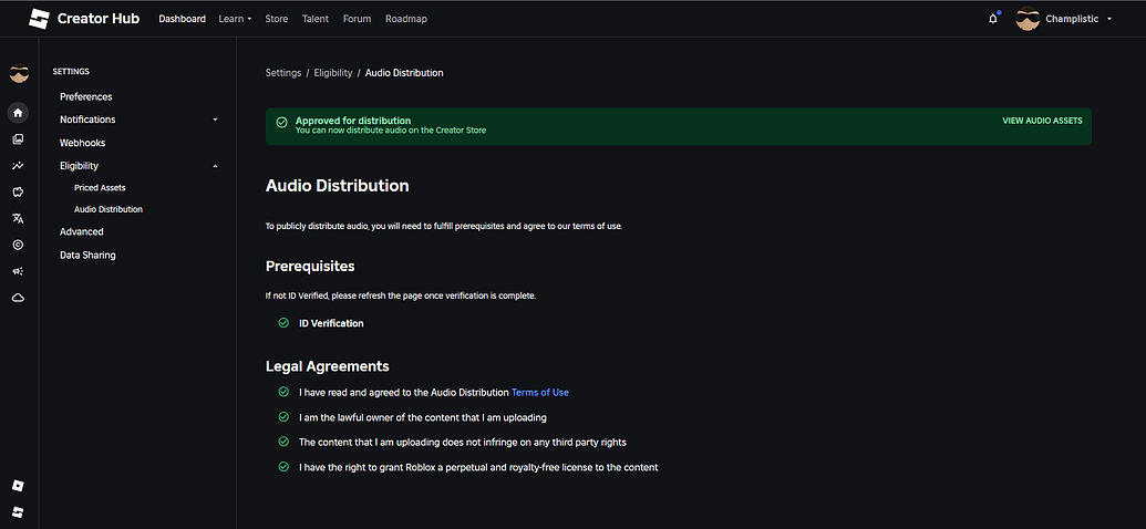 Unable to publish audio assets to creator store - Creator Hub (create ...