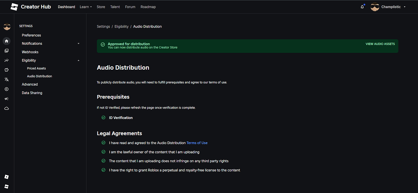 Unable to publish audio assets to creator store - Creator Hub (create.roblox.com) Bugs ...