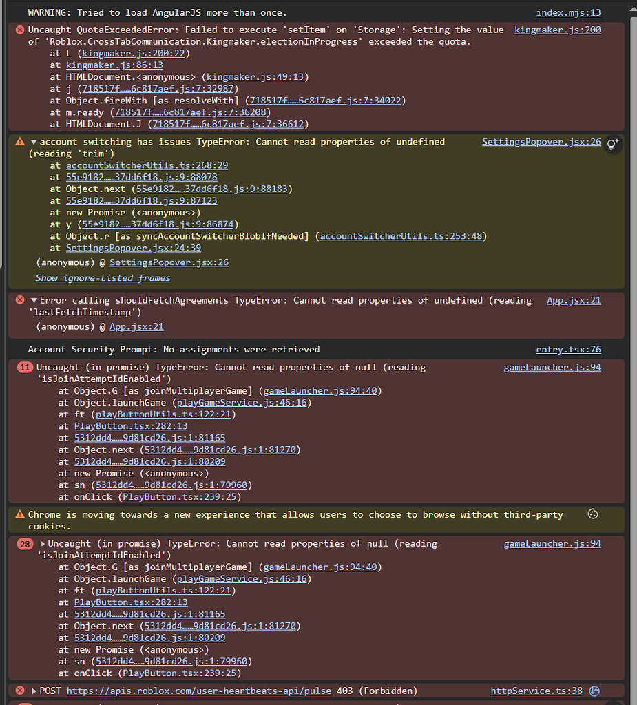 Many features of the Roblox website periodically break - Roblox Application and Website Bugs ...