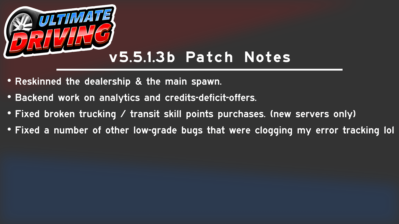 Ultimate Driving Updates - Bulletin Board - Developer Forum | Roblox