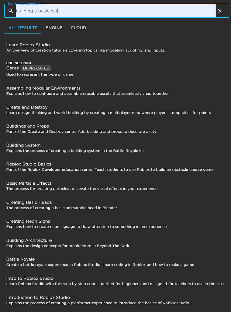 Articles In Documentation No Longer Show In Search Documentation Issues Developer Forum Roblox