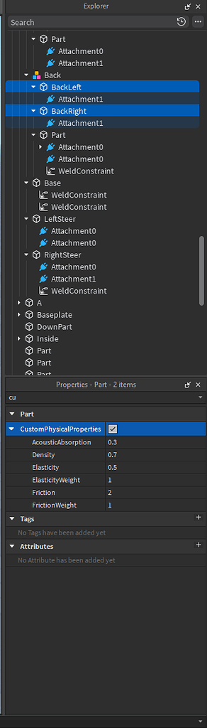 Custom physical properties to enable car turning not working - Scripting Support - Developer ...