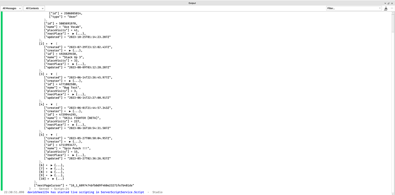 Roblox API script: How to load place ID of other players' game ...