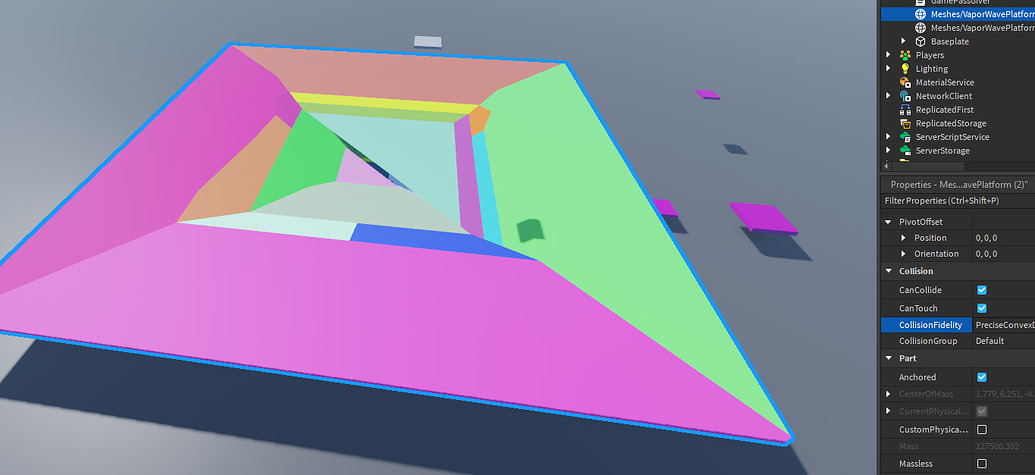 How to understand how Mesh Part Collision Physic works? - Platform ...