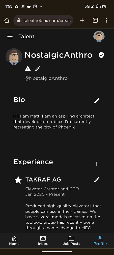 Why does my talent hub profile and posts have a warning symbol on them? - Platform Usage Support ...