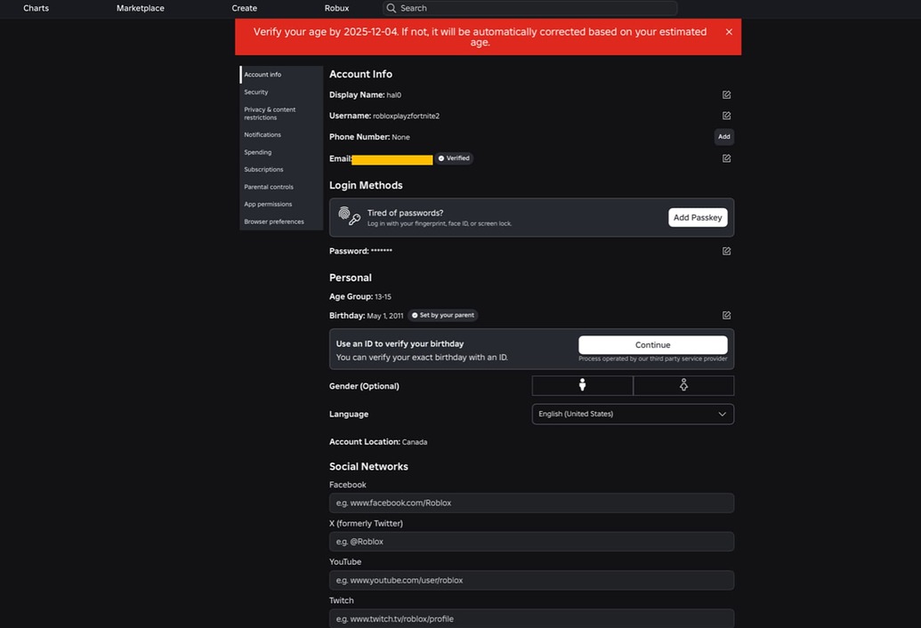 Facial Age Verification & Manual Parent Birthday Set - Roblox ...