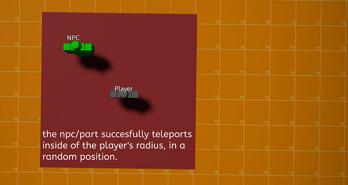 Making an NPC/Part teleport in a random position near a player - Scripting Support - Developer ...
