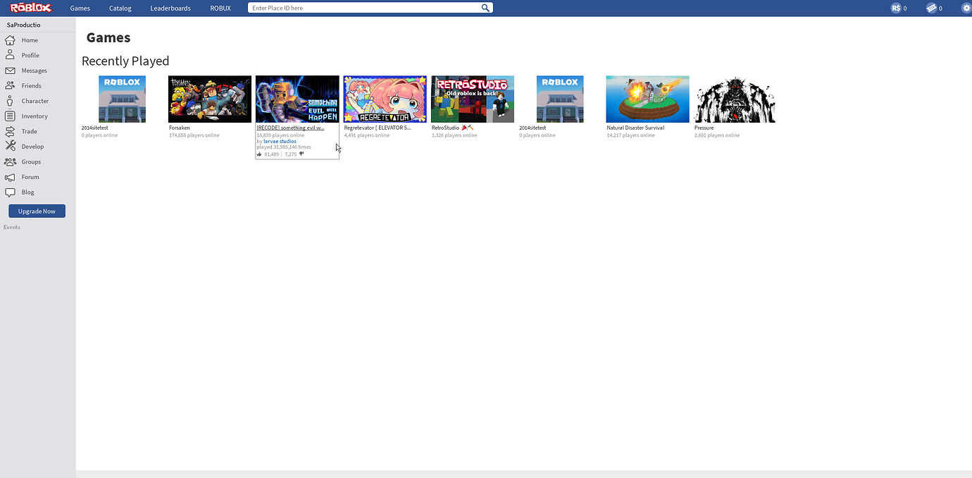 [OPEN SOURCE] incomplete 2014L ROBLOX website simulator - Community ...
