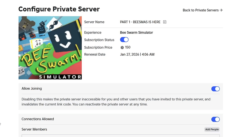 Unable to cancel subscription of Private Server - Roblox Application ...