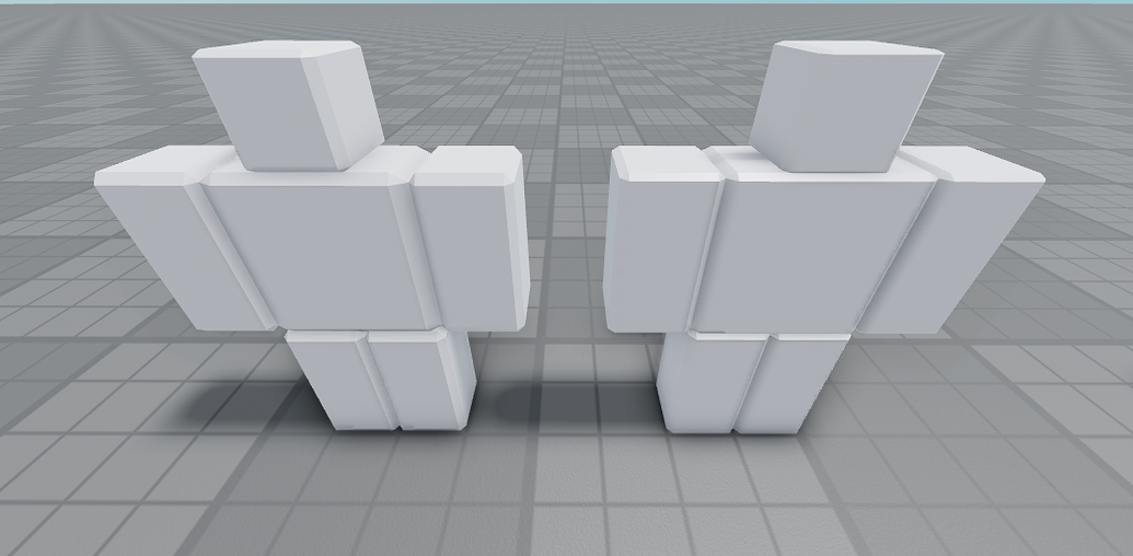 First attempt to recreate Roblox rig body parts in Roblox Studio using ...