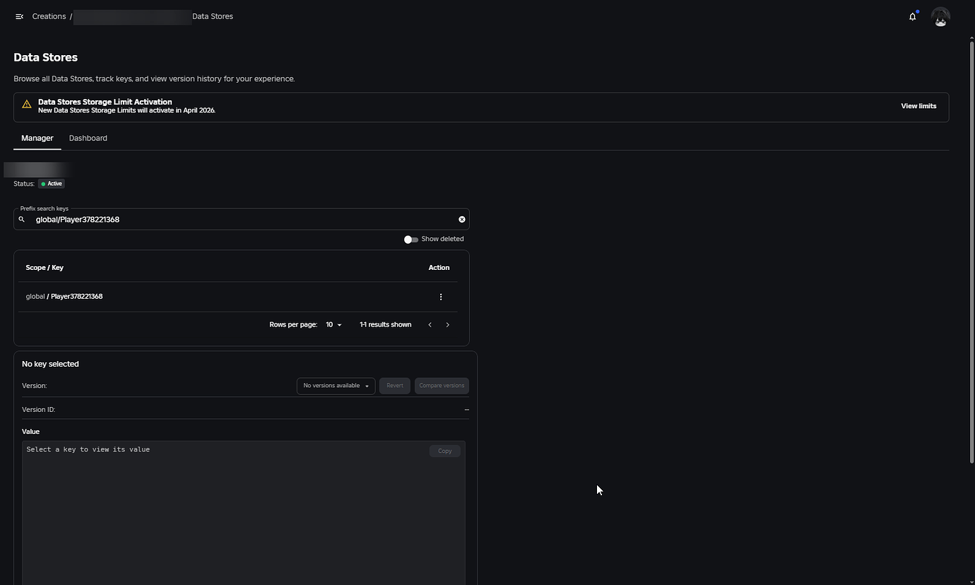 Several Data Store Manager issues - Creator Hub (create.roblox.com ...