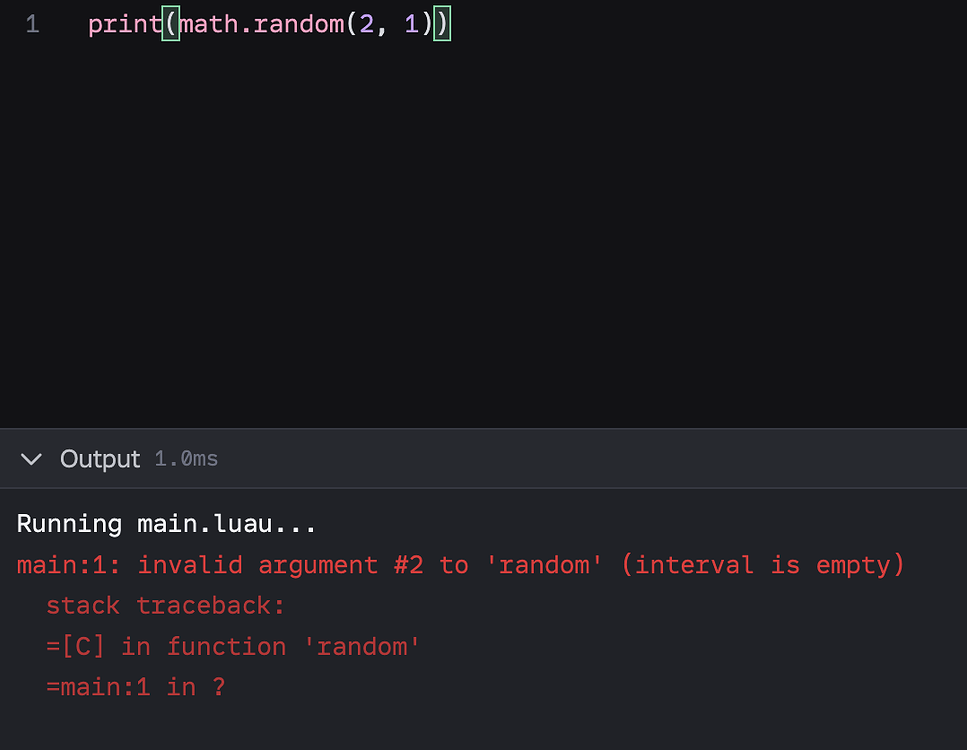 Why does improperly ordered math.random() input not emit errors ...