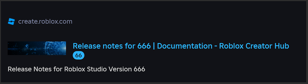 Release Notes for 666 - Release Notes - Developer Forum | Roblox