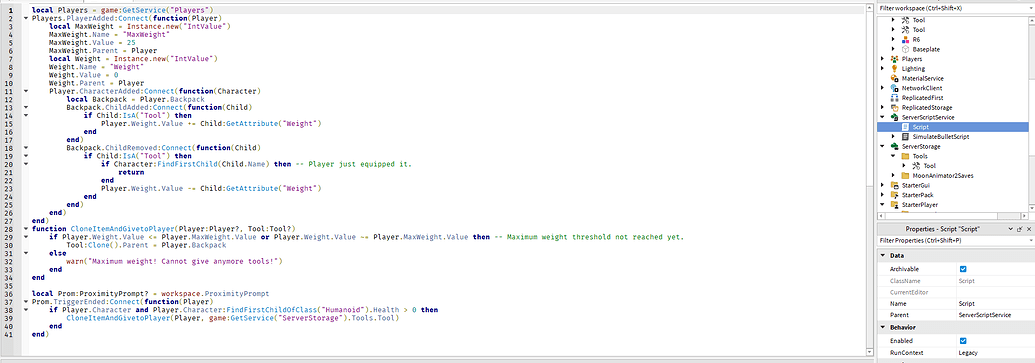 How do i made a weight inventory system? - Scripting Support - Developer Forum | Roblox
