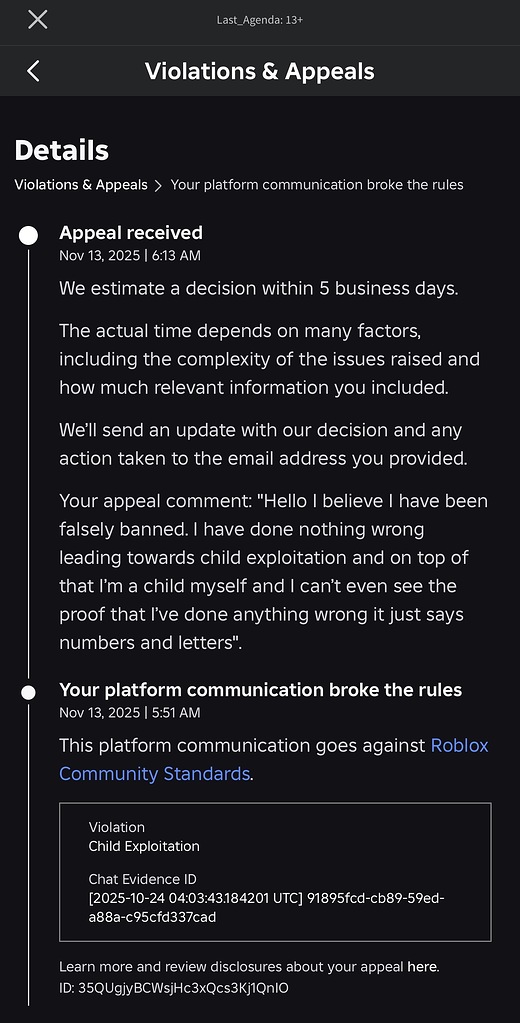 Roblox appeal portal not concluding situation resulting in appeal ...