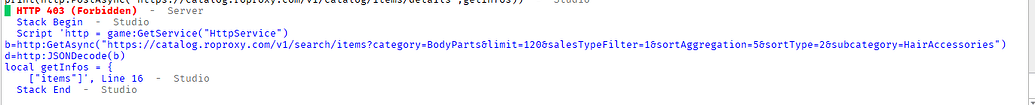 Roproxy catalog API returns 403 - Scripting Support - Developer Forum | Roblox