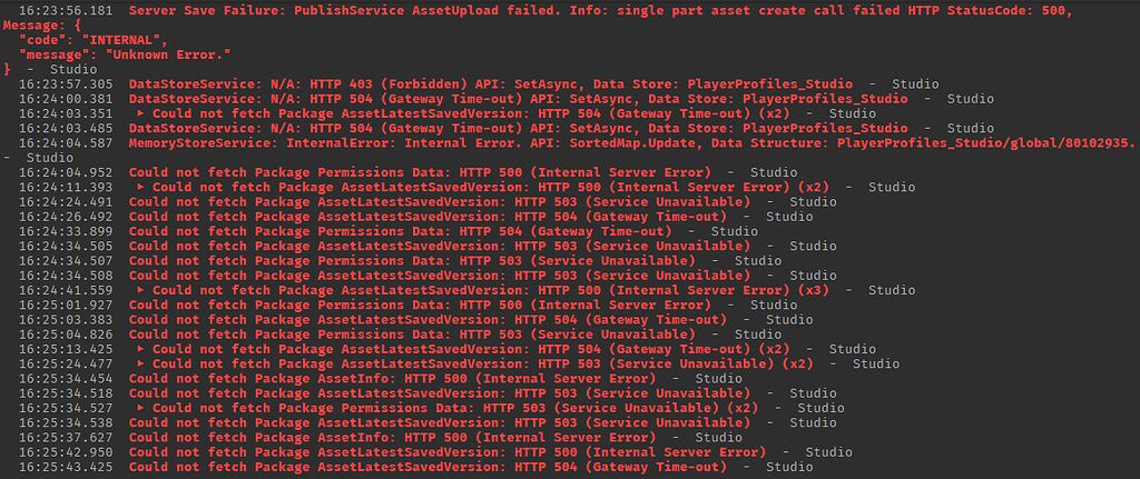 Another Studio Outage? - Studio Bugs - Developer Forum | Roblox
