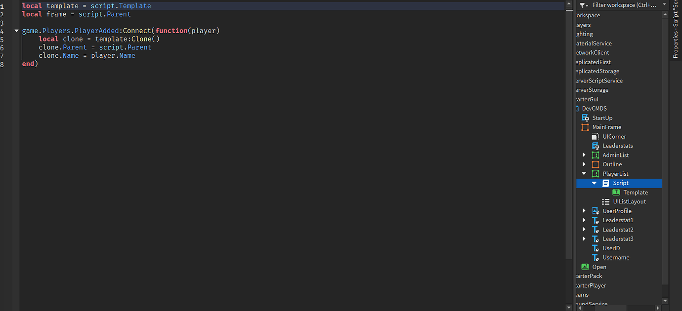 How can you use a script to clone a template on join - Scripting Support - Developer Forum | Roblox