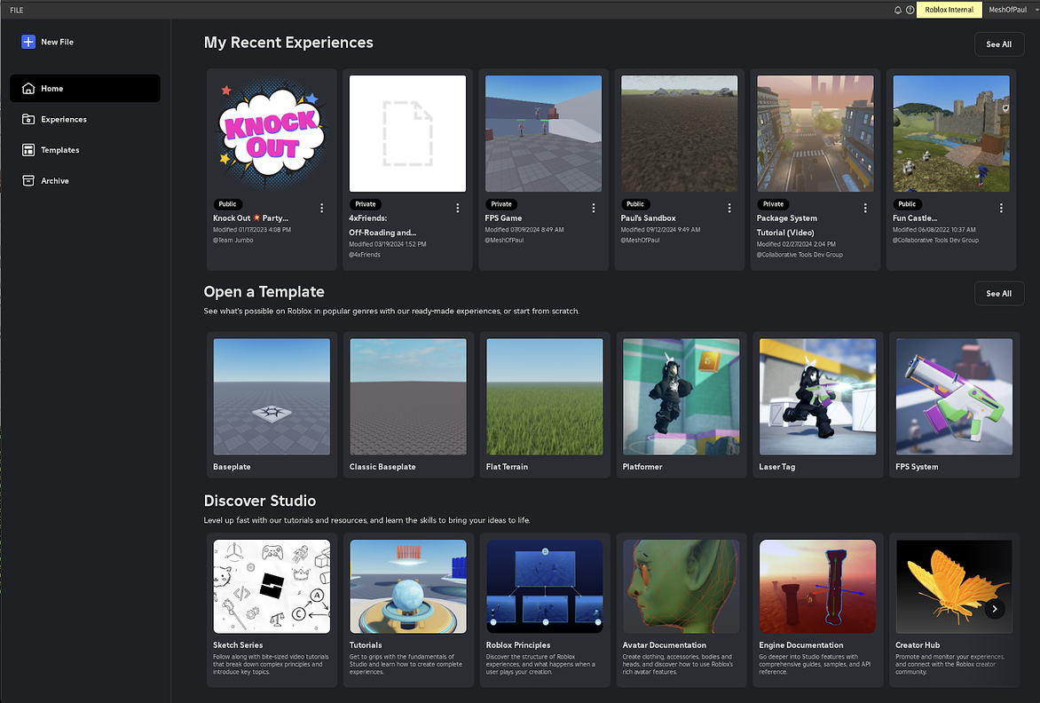 New Studio Start Page - Announcements - Developer Forum | Roblox