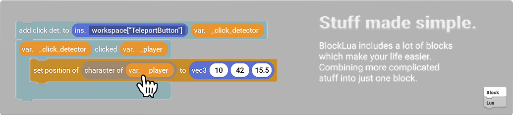 BlockLua | Roblox Visual Scripting like Scratch! - Community Resources ...