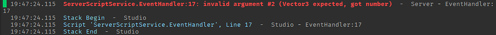 Vector3 Expected Got Number But The Given Value Is A Vector3 Scripting Support Developer