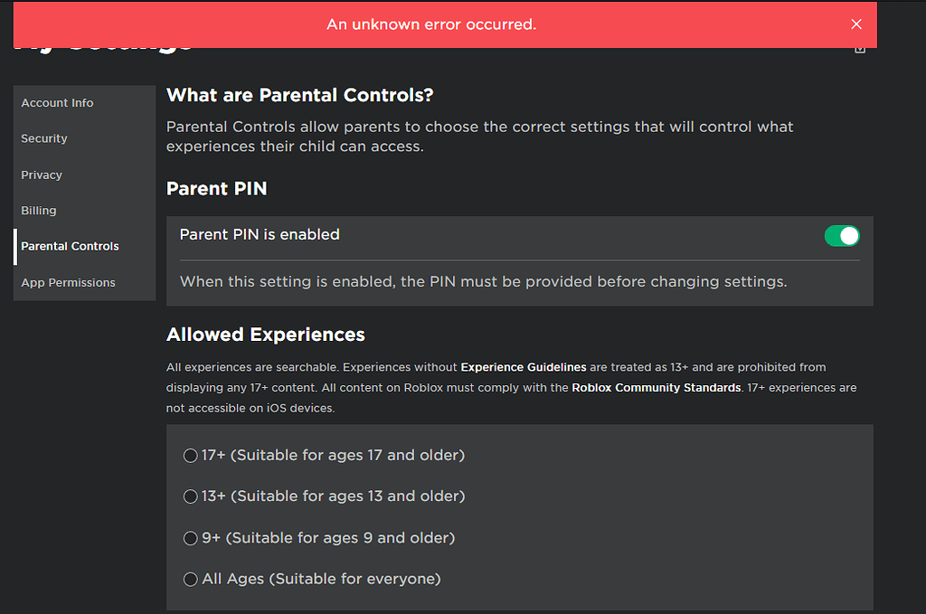 Users unable to join experiences due to Parental settings Website Bugs Developer Forum Roblox