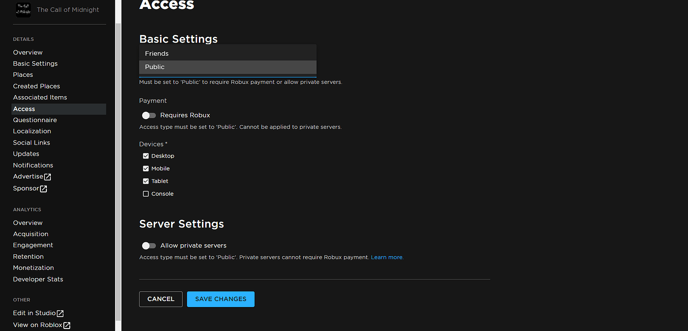 Is there a way to make my game only accessible if you are in the group tied to it? - Platform ...