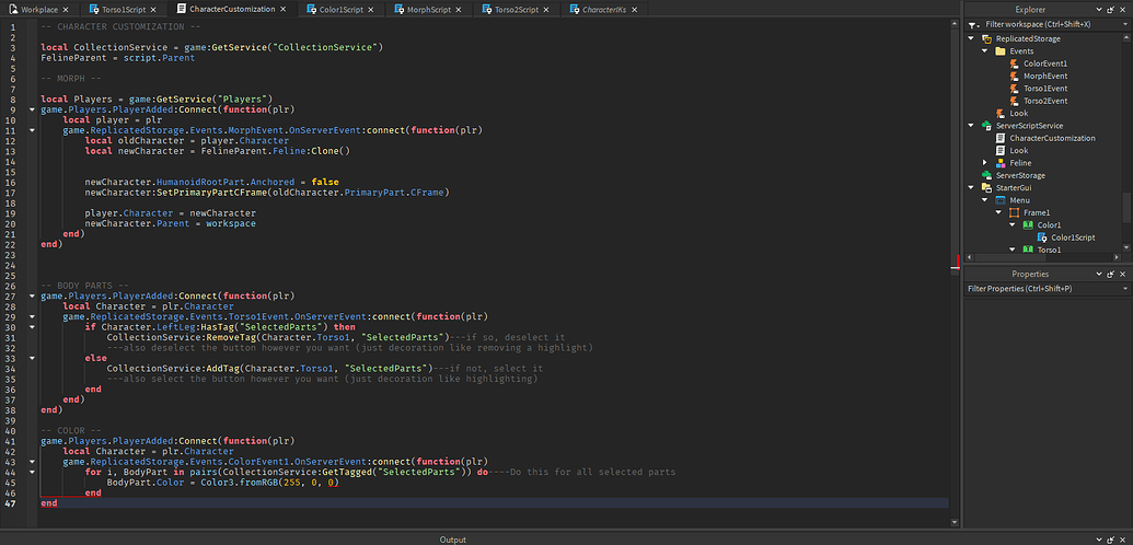Character Customization - Color Individual Parts? - Scripting Support ...