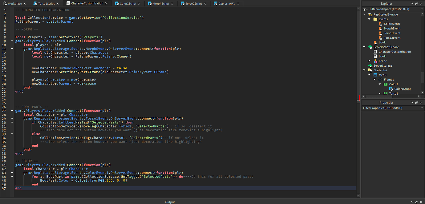 Character Customization - Color Individual Parts? - Scripting Support - Developer Forum | Roblox