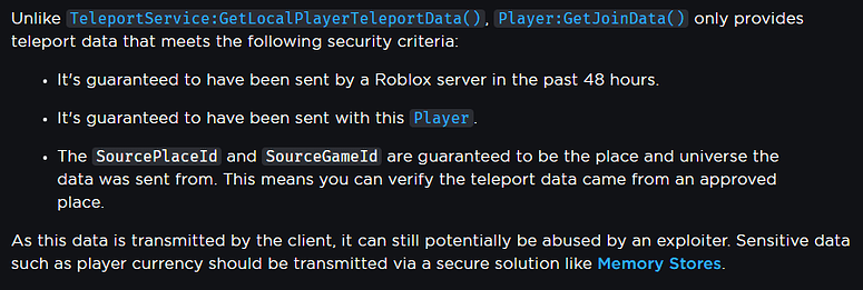 To what extent can exploiters modify TeleportData? - Scripting Support - Developer Forum | Roblox