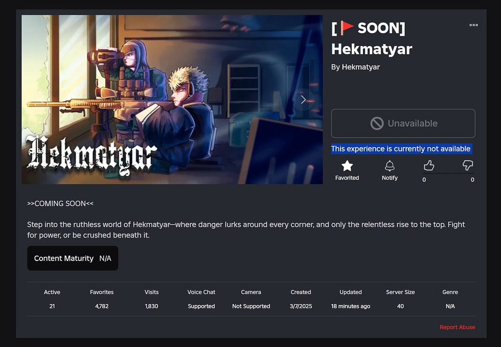 "This experience is currently not available" - Whole game is down ...