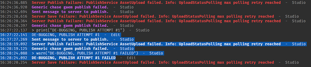 Server save failure: PublishService AssetUpload failed. Info ...