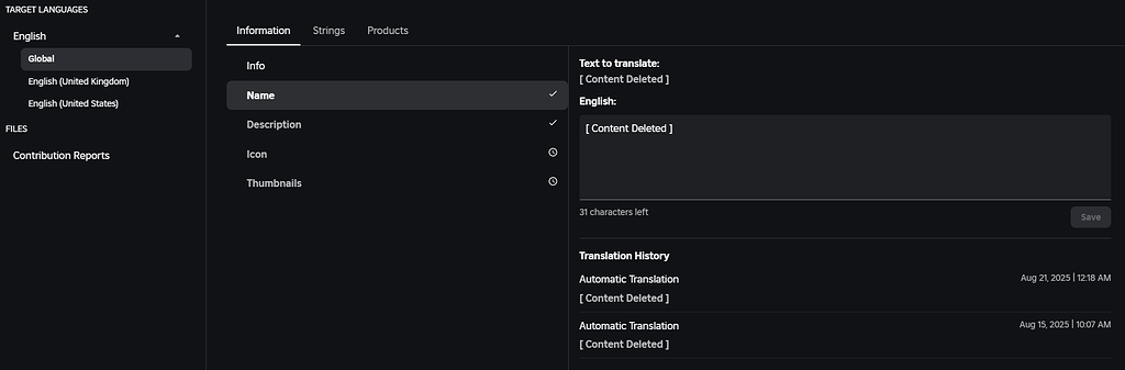 Global Source Text is [Content Deleted] and cannot be edited - Roblox ...