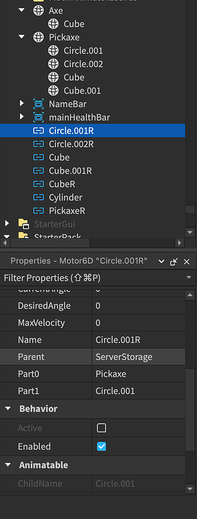 The problem of motor6D at the parts in Animation - Scripting Support - Developer Forum | Roblox
