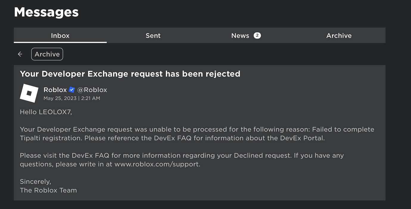 DevEx Declined Failed to complete Tipalti registration - Platform Usage Support - Developer ...