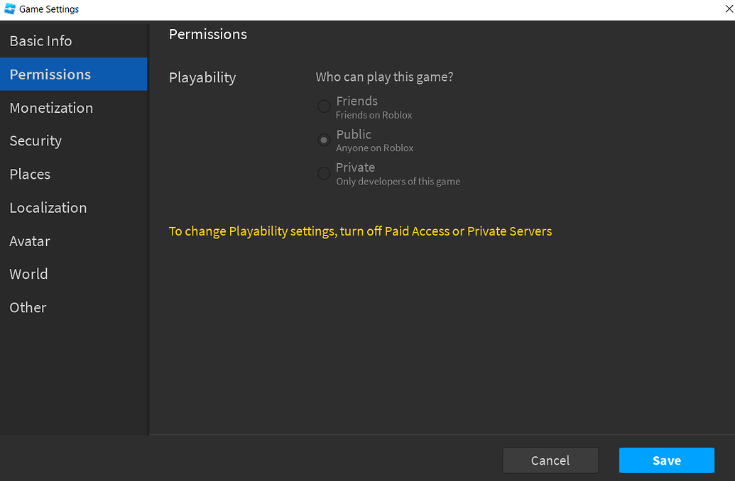 Confusion report, Dashboard allows creation of Private Servers or Paid Access on a private set ...