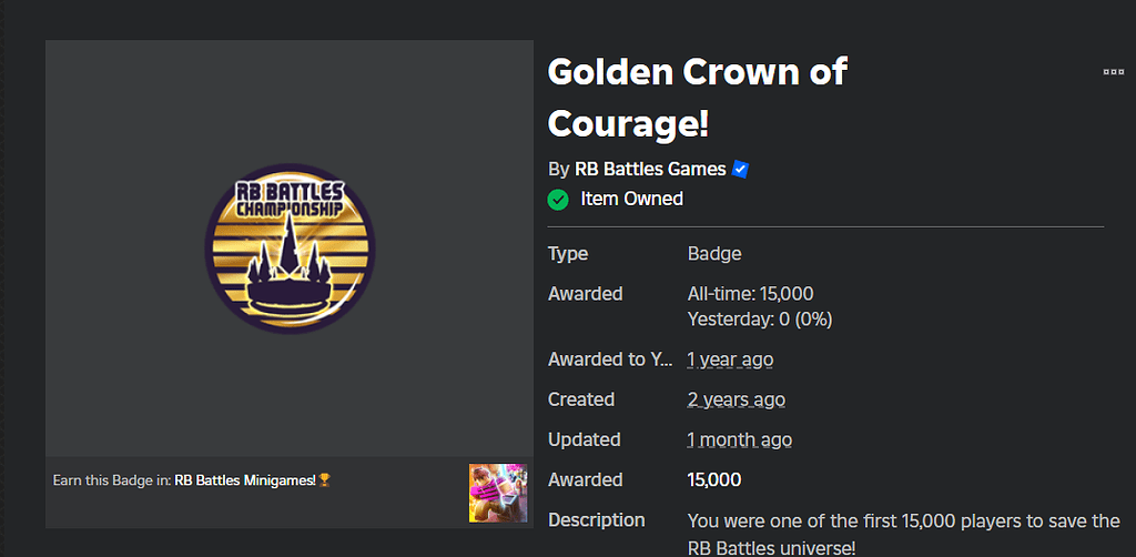 "Golden Crown of Courage" has an inaccurate description - Catalog Asset ...