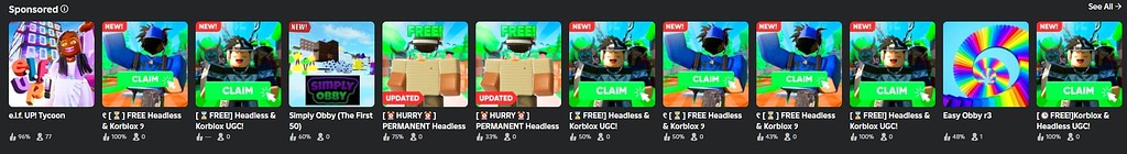 How do I remove the "sponsored experiences" tab in the roblox app ...